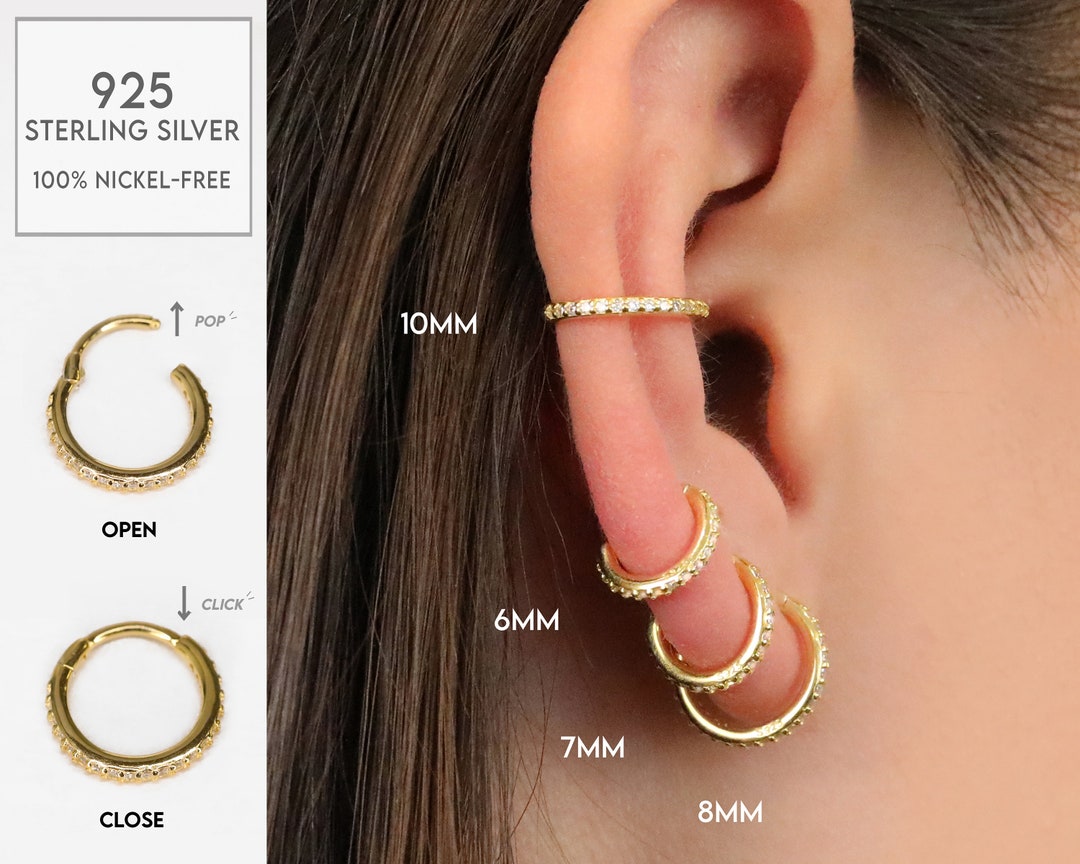 16G/18G/20G Seamless Tiny Paved Cartilage Hoops • Clicker Hoops • Tiny ...