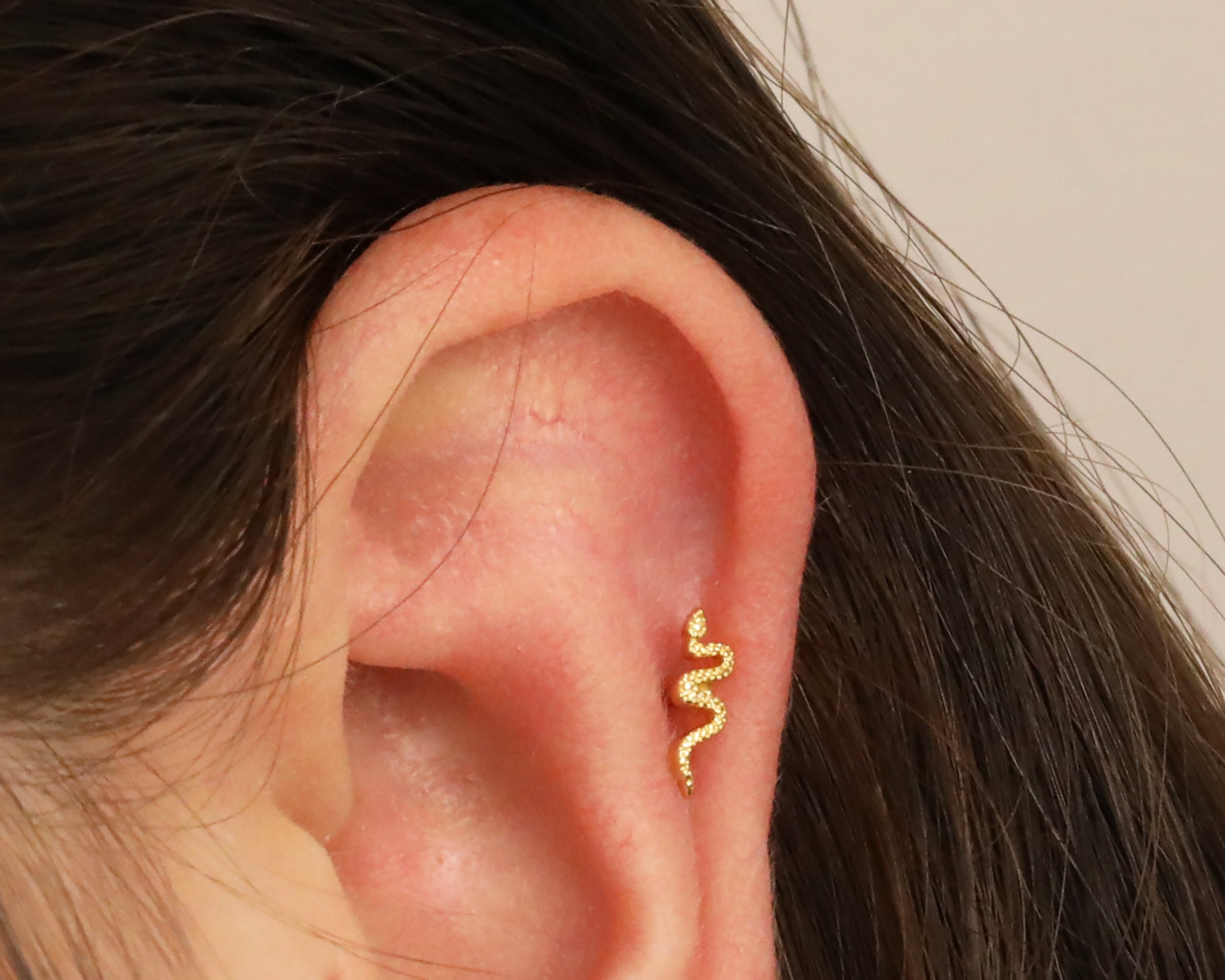 18G/16G Tiny Snake Labret Flat Back Stud Solid 925 Sterling - Etsy
