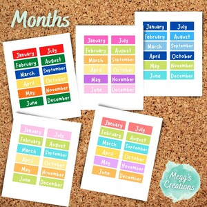 Educational Posters Months of the Year 5 Colors, 3sizes Nursery Decor ...