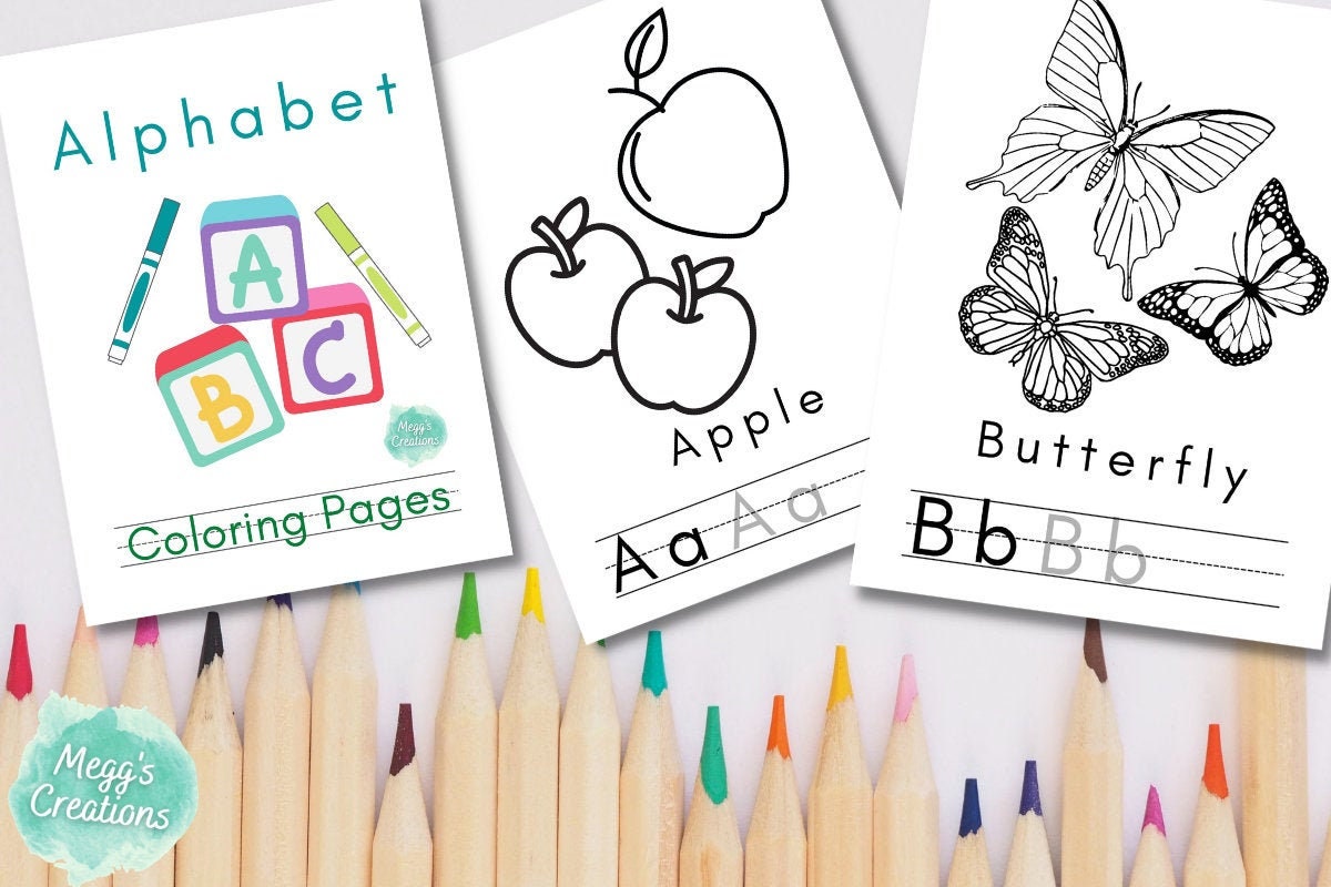 Alphabet Coloring Pages, ABC Color and Write Printable Pages, Instant ...