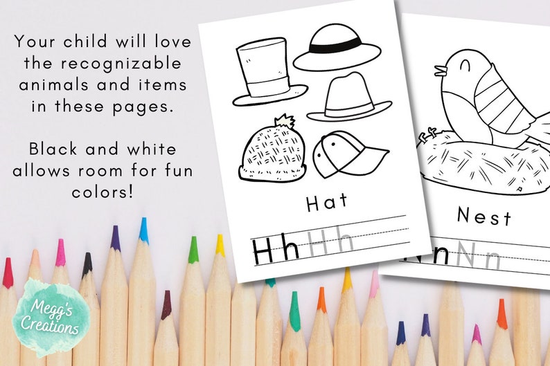 Alphabet Coloring Pages, ABC Color and Write Printable Pages, Instant ...