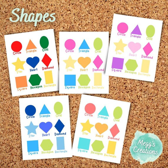 Educational Posters Shapes 5 Colors 3sizes Nursery Decor | Etsy