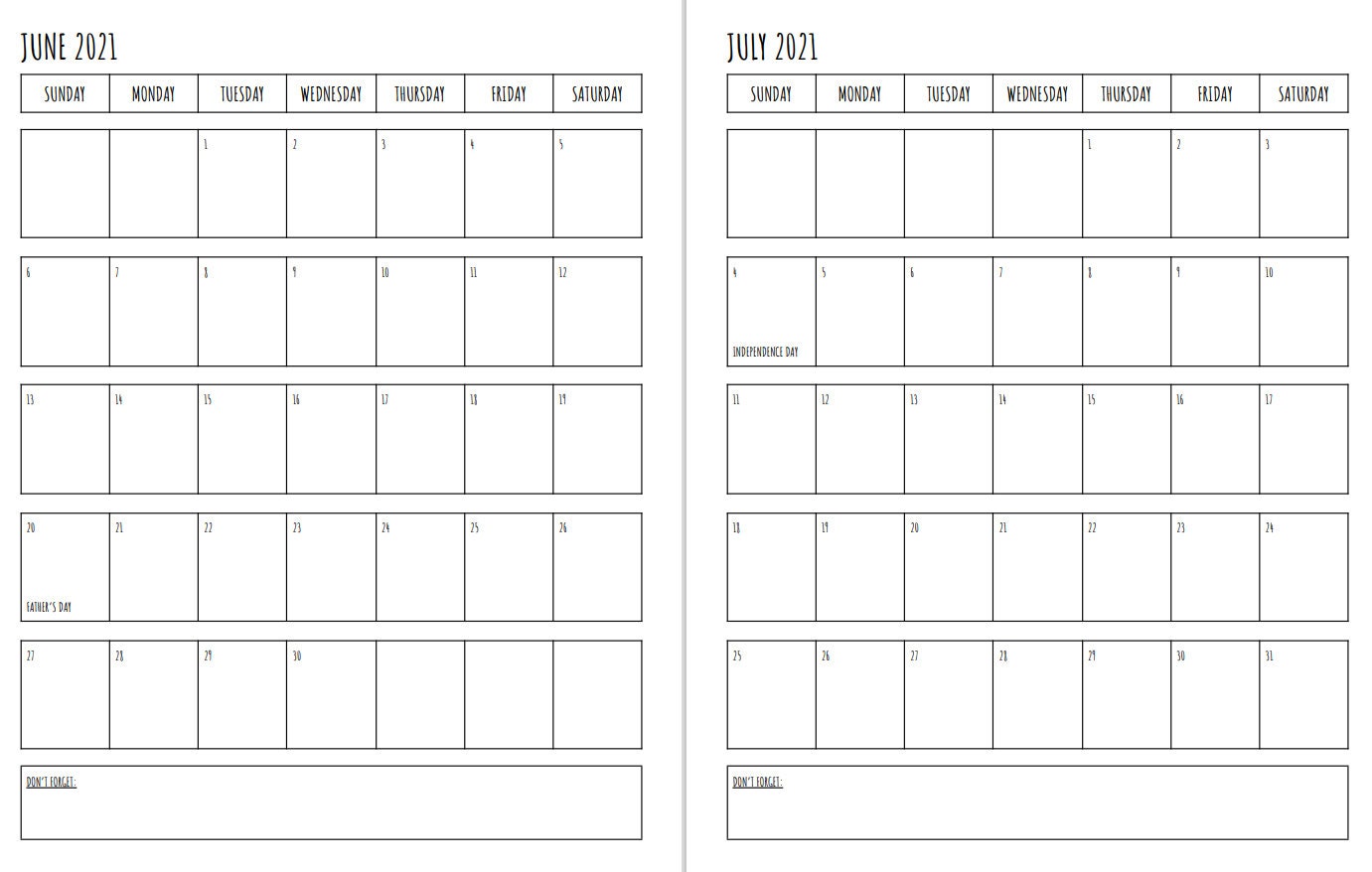 Basic Printable Planner Calendar June 2021 - June 2022 Academic School ...
