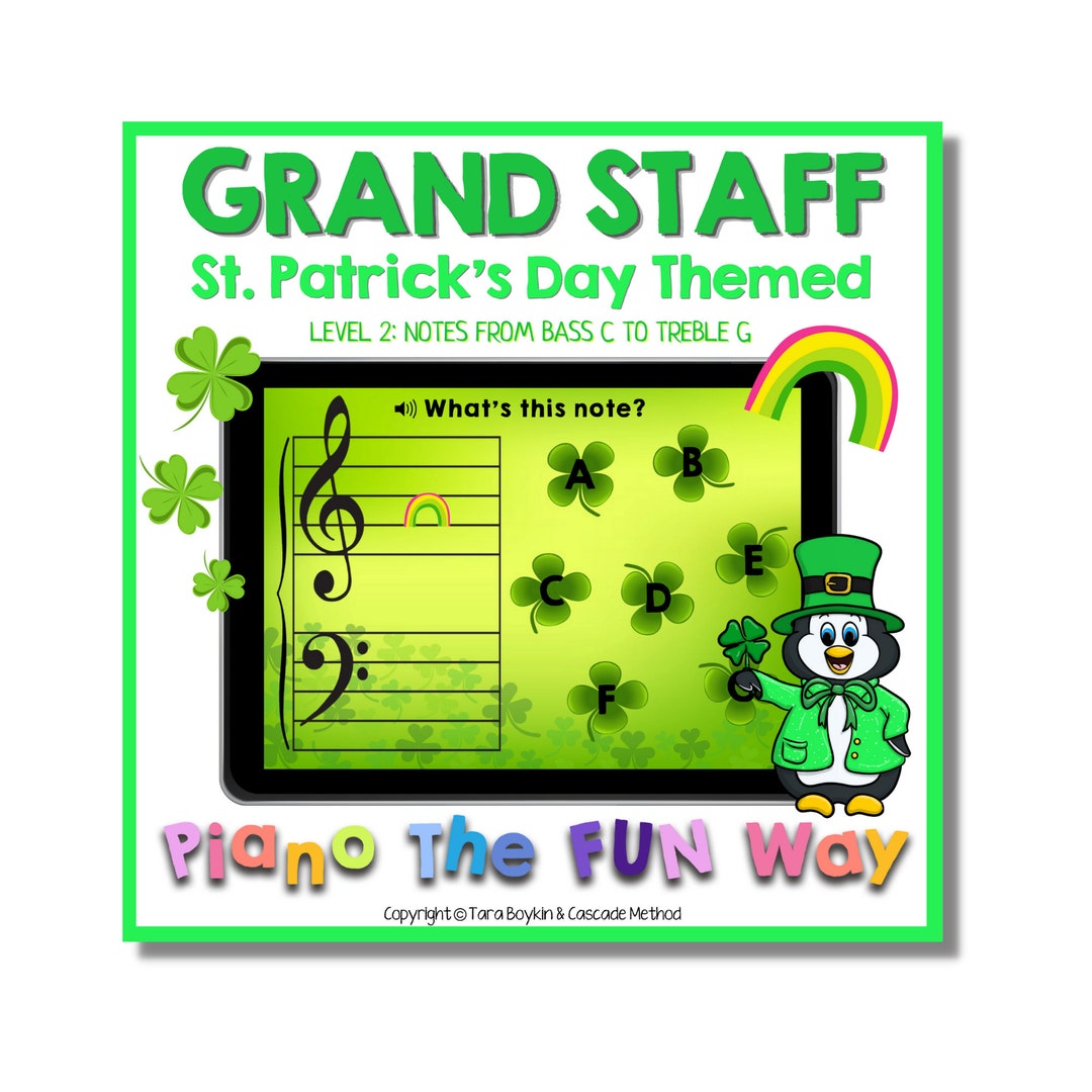 Boom Cards: Grand Staff Level 2 St. Patrick Day Themed - Etsy