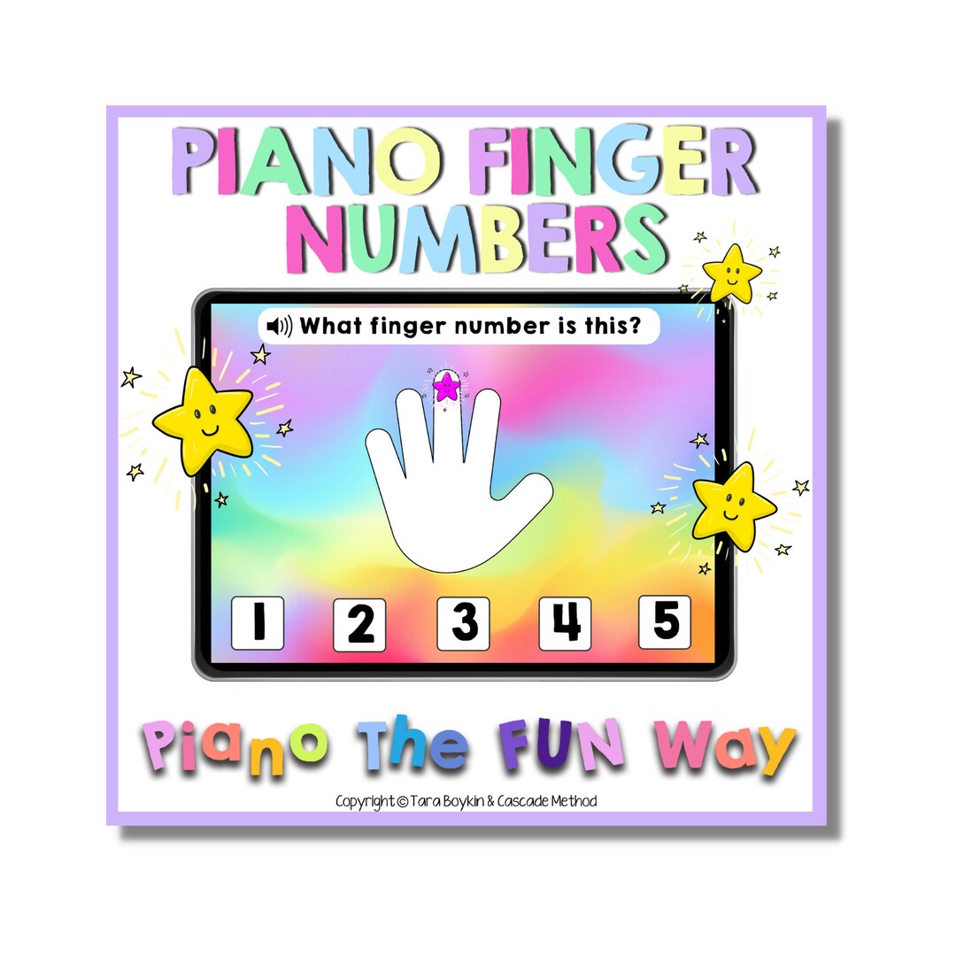 Boom Cards: Piano Finger Numbers for Beginners Star Themed (grand Staff ...
