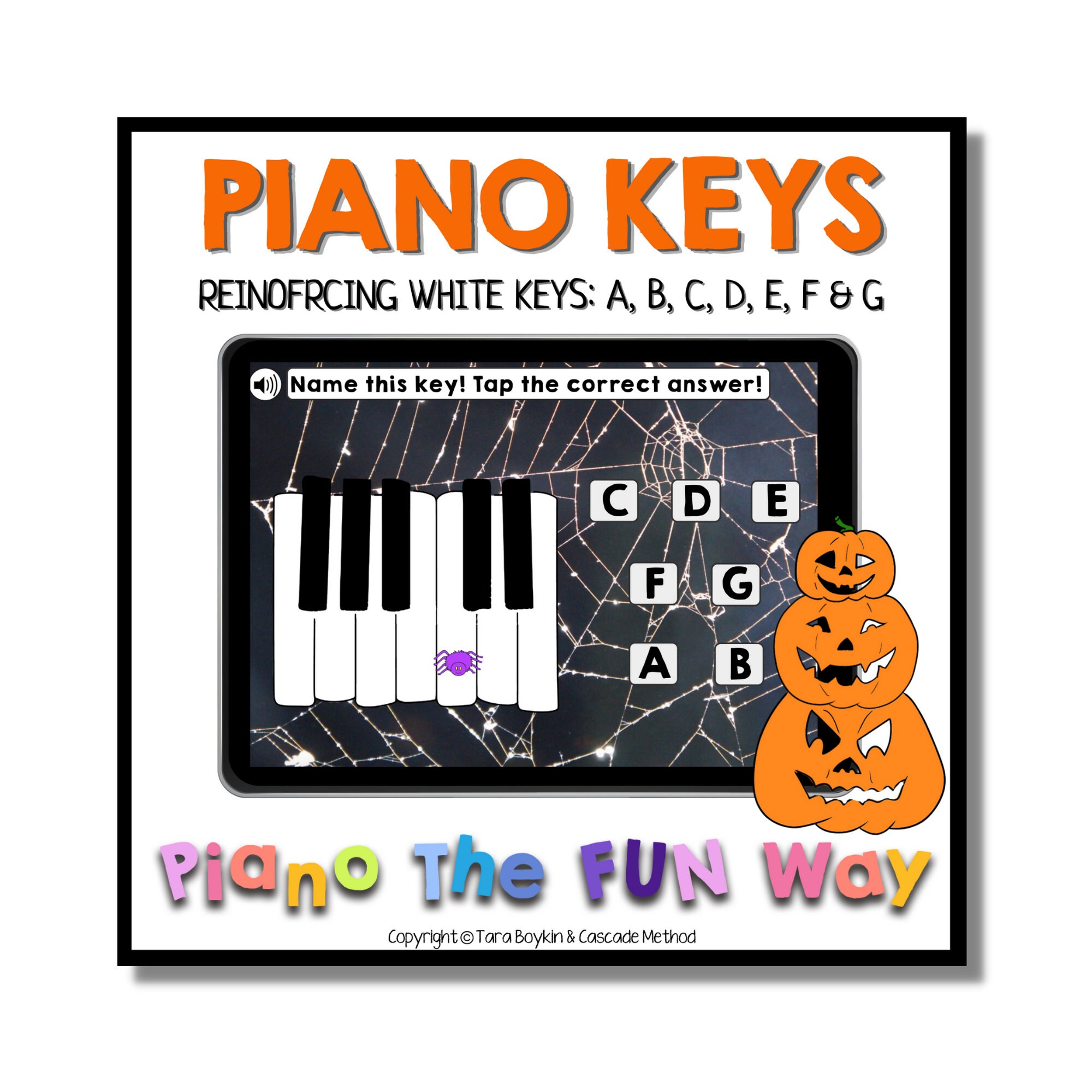 Beginner Piano Keys - Halloween Edition (reinforce White Piano Keys A ...