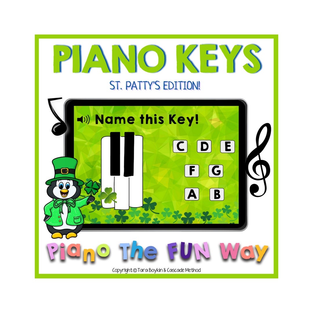 Boom Cards: Piano Keys (st. Pattys Edition) - White Piano Key Note ...
