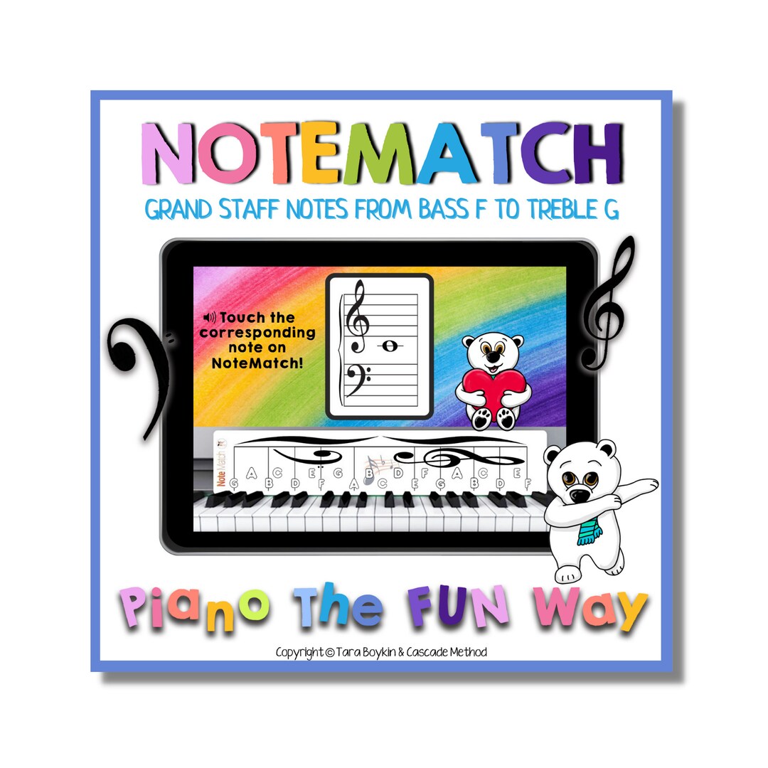Boom Cards Notematch Grand Staff Note Reading Level 1 Notes From Bass F ...