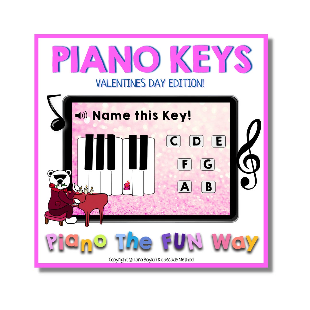 Boom Cards: Valentine Piano Keys - White Piano Key Note Recognition for ...