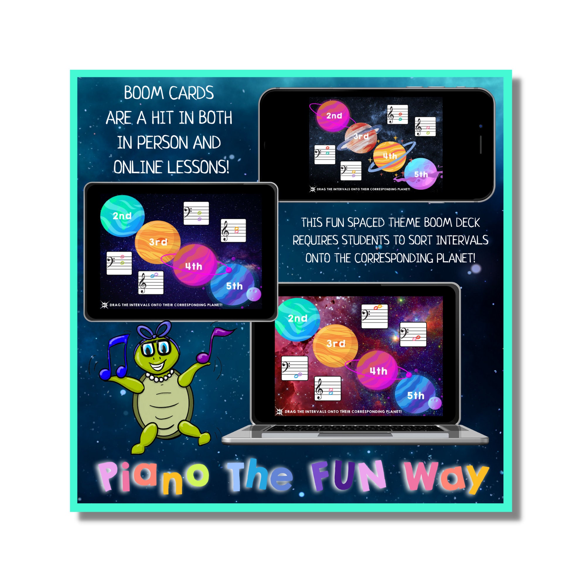 Boom Cards: Space Intervals (sorting Seconds to Fifths) Piano Lessons ...