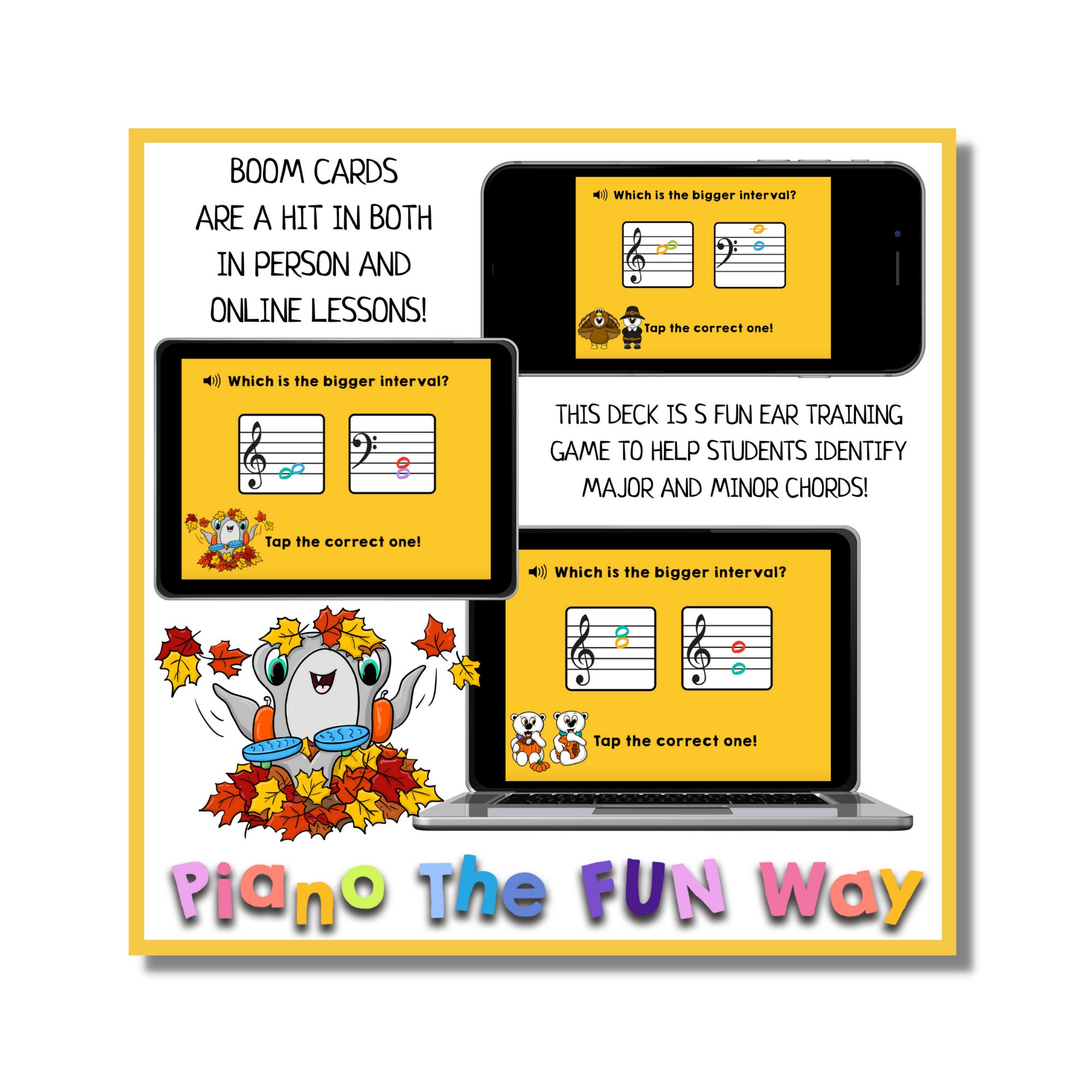 Boom Cards: Identifying the Bigger Interval - Etsy