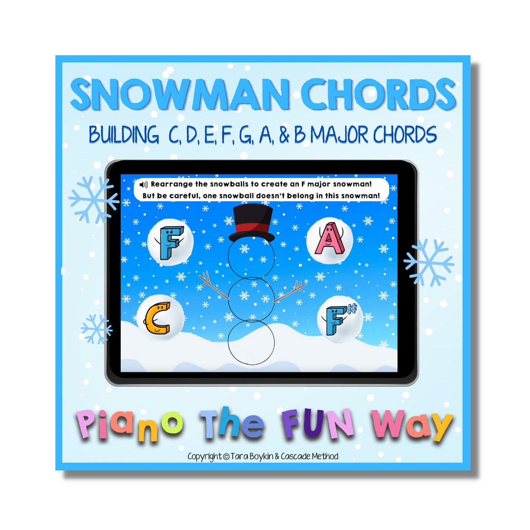 Boom Cards Snowman Chords Building Major Chords (C, D, E, F, G, A, B ...