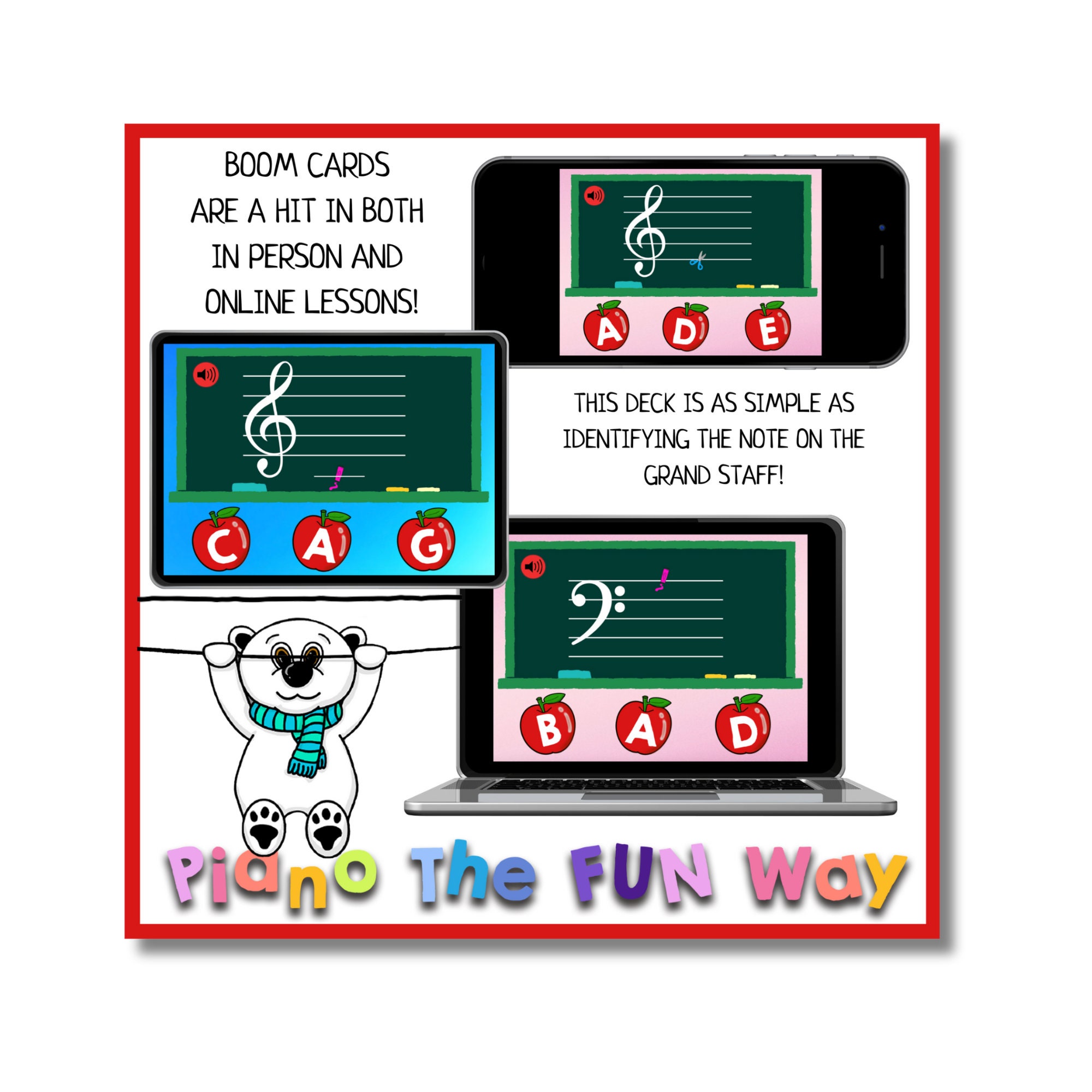 Boom Cards: Note Review Back to School Theme Level 1 - Etsy