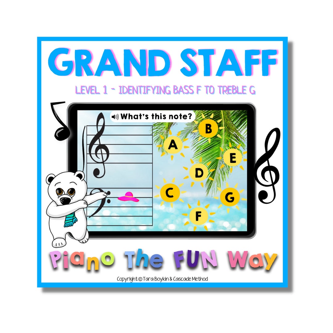 Boom Cards: Grand Staff Level 1 Summer Edition (bass F to Treble G) - Etsy