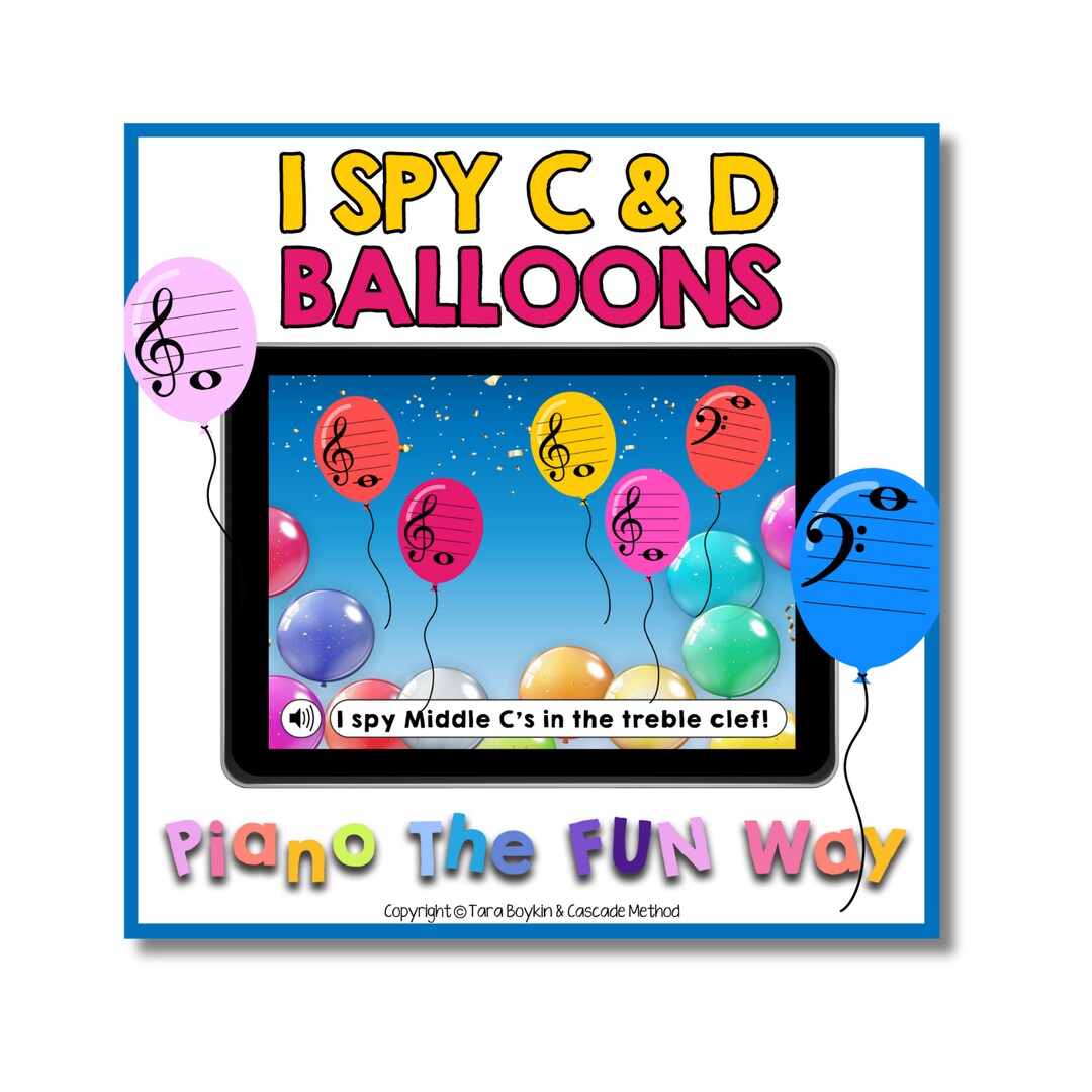 Boom Card: Balloons- I Spy Middle C & D - Etsy