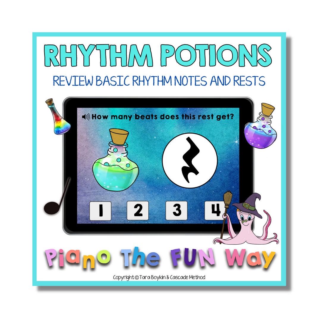 Boom Cards Rhythm Potions Review Simple Rhythm and Rest Values Music ...