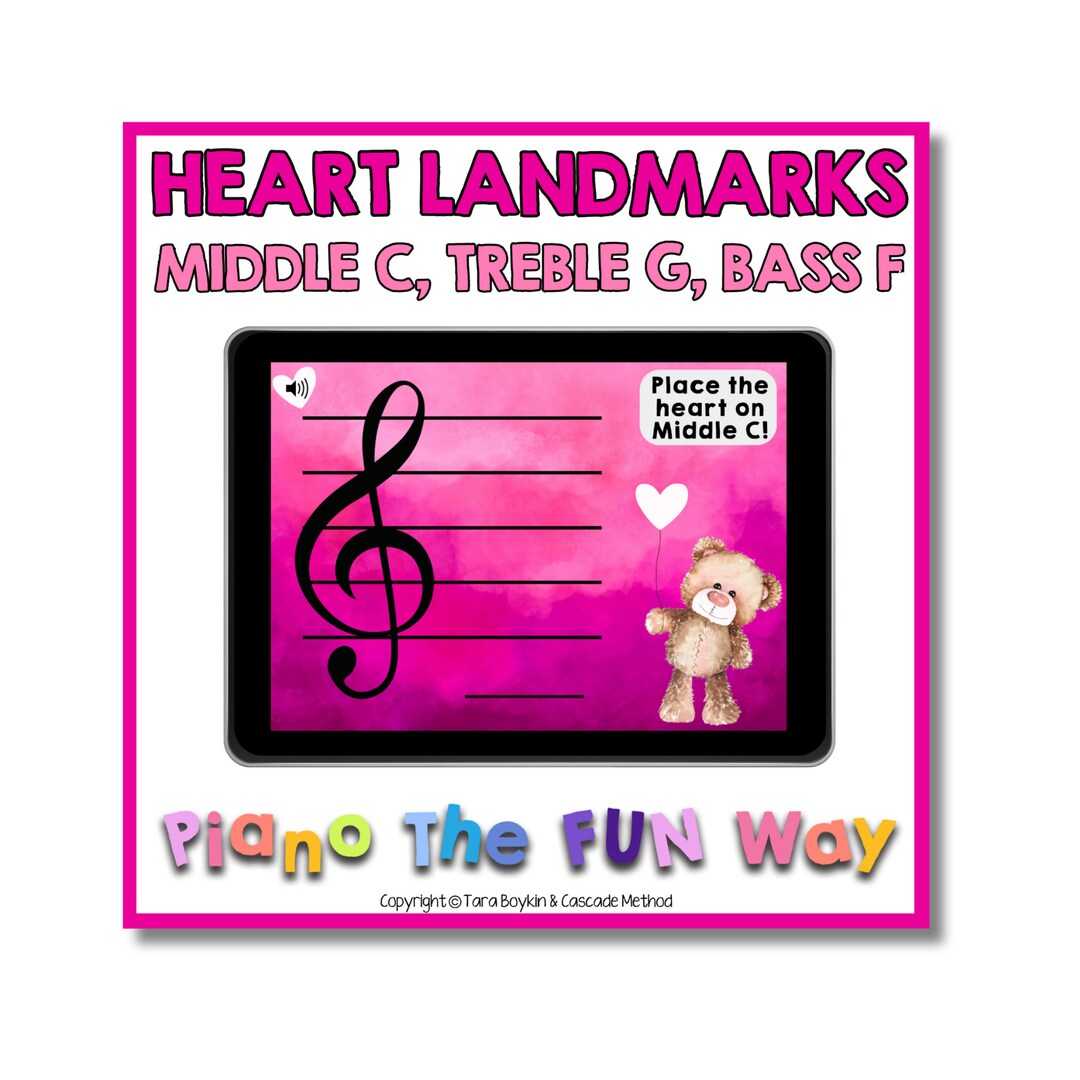 Boom Cards: Heart Landmarks (middle C, Treble G, Bass F) - Etsy
