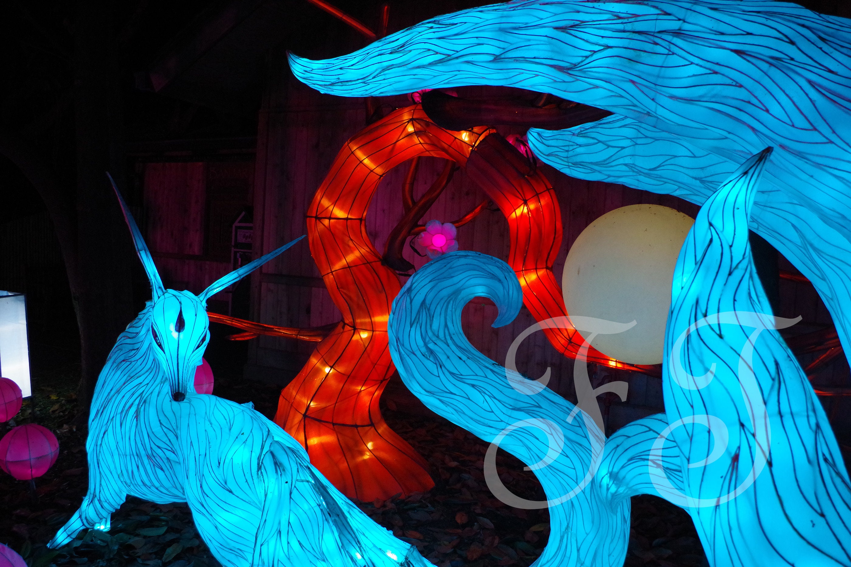 Kitsune Nine Tail Fox Chinese Lantern Digital Prints - Etsy