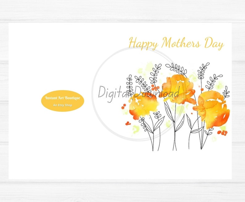 Printable Happy Mothers Day Card Mother's Day Bright Flowers Card for ...