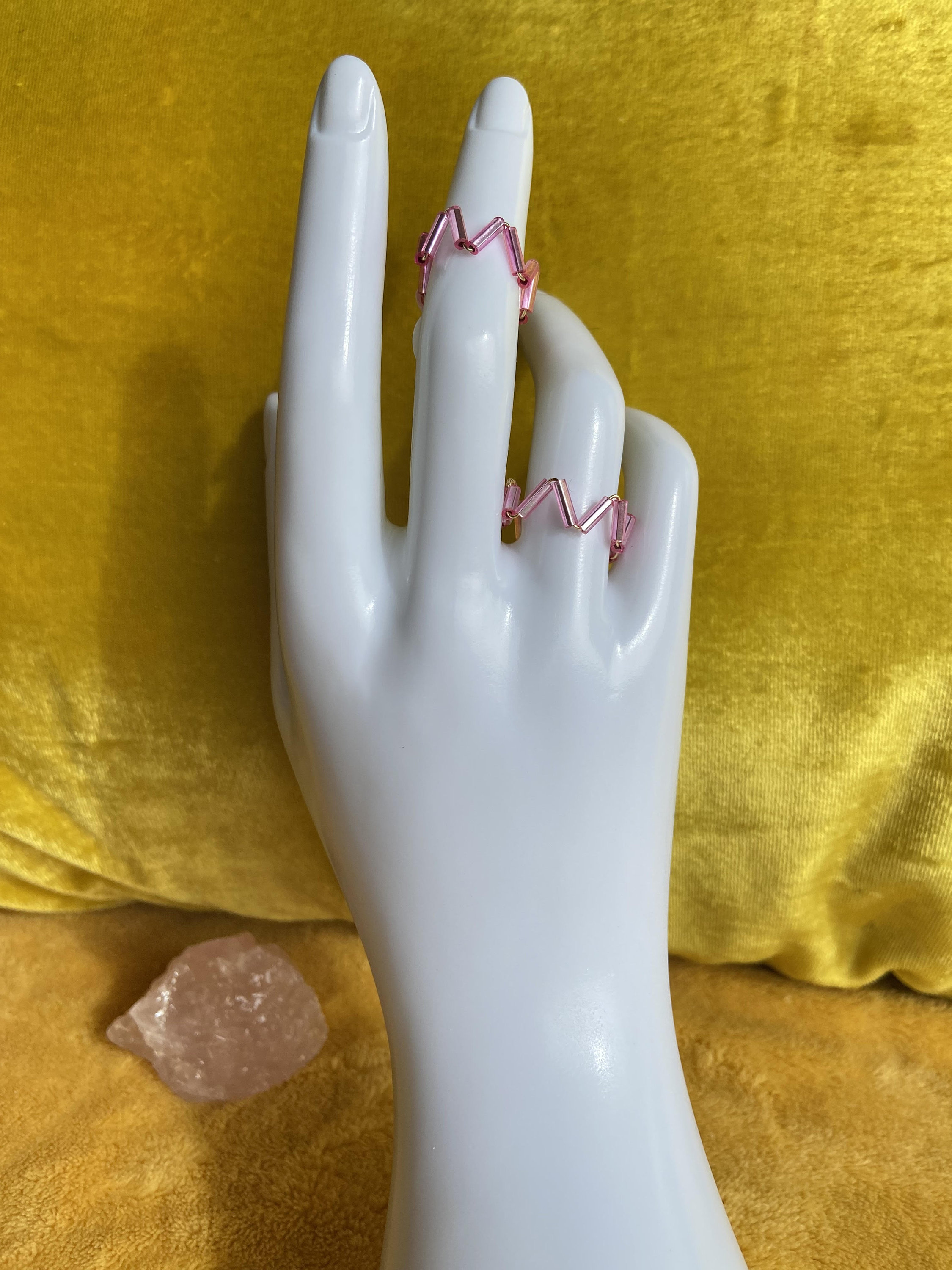 Pinker Zickzack Ring Funky Perlenring Verstellbarer Perlenring - Etsy.de