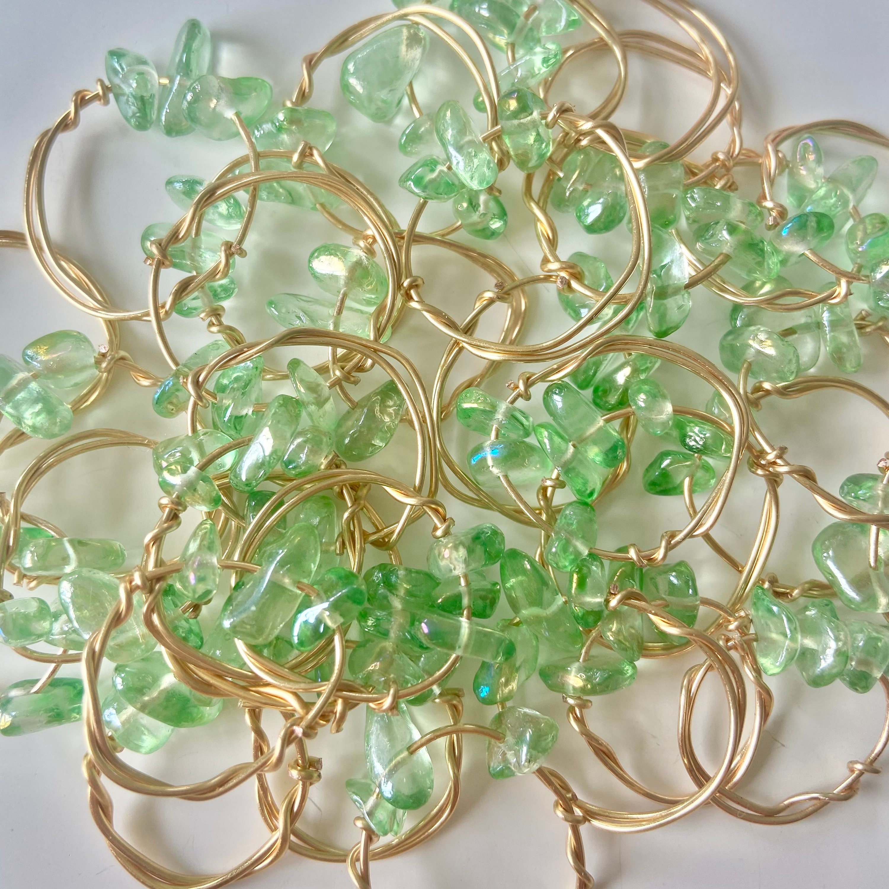 Green Glass Bead Ring Tumbled Glass Beaded Ring Dyed Glass Bead Ring - Etsy