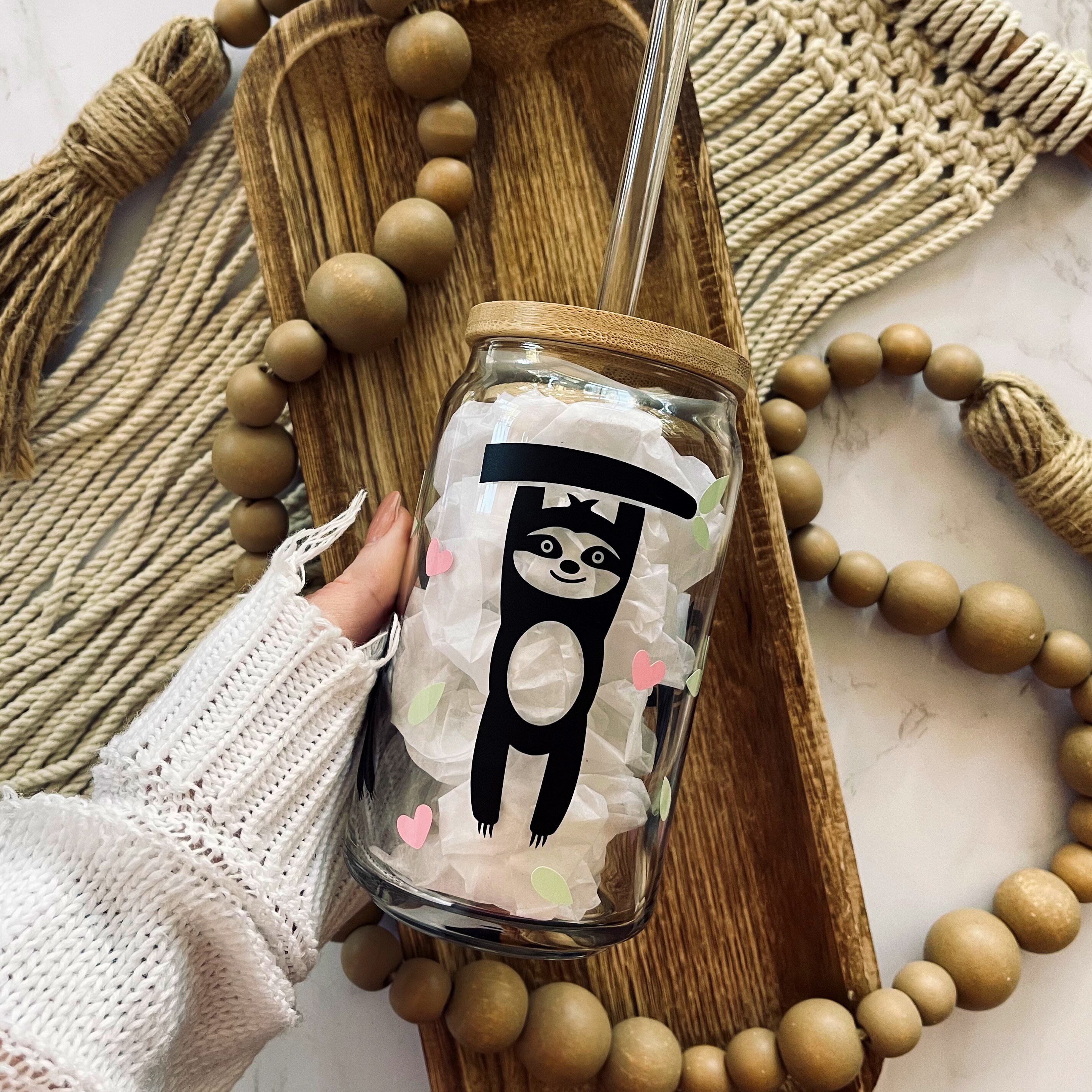 Sloth Iced Coffee Cup Beer Can Glass Cute Sloth Cup Cute - Etsy