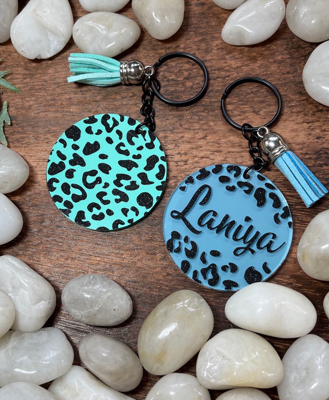 Name Keychain Personalized, Cheetah Print Name Keychain, Cute Name ...