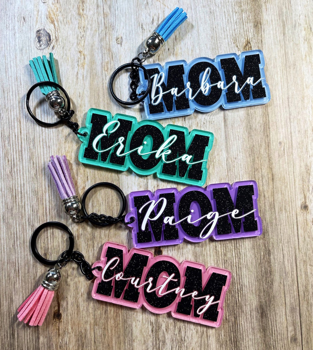 Mom Keychain, Mama Acrylic Keychain, Personalized Name Keychain, New ...