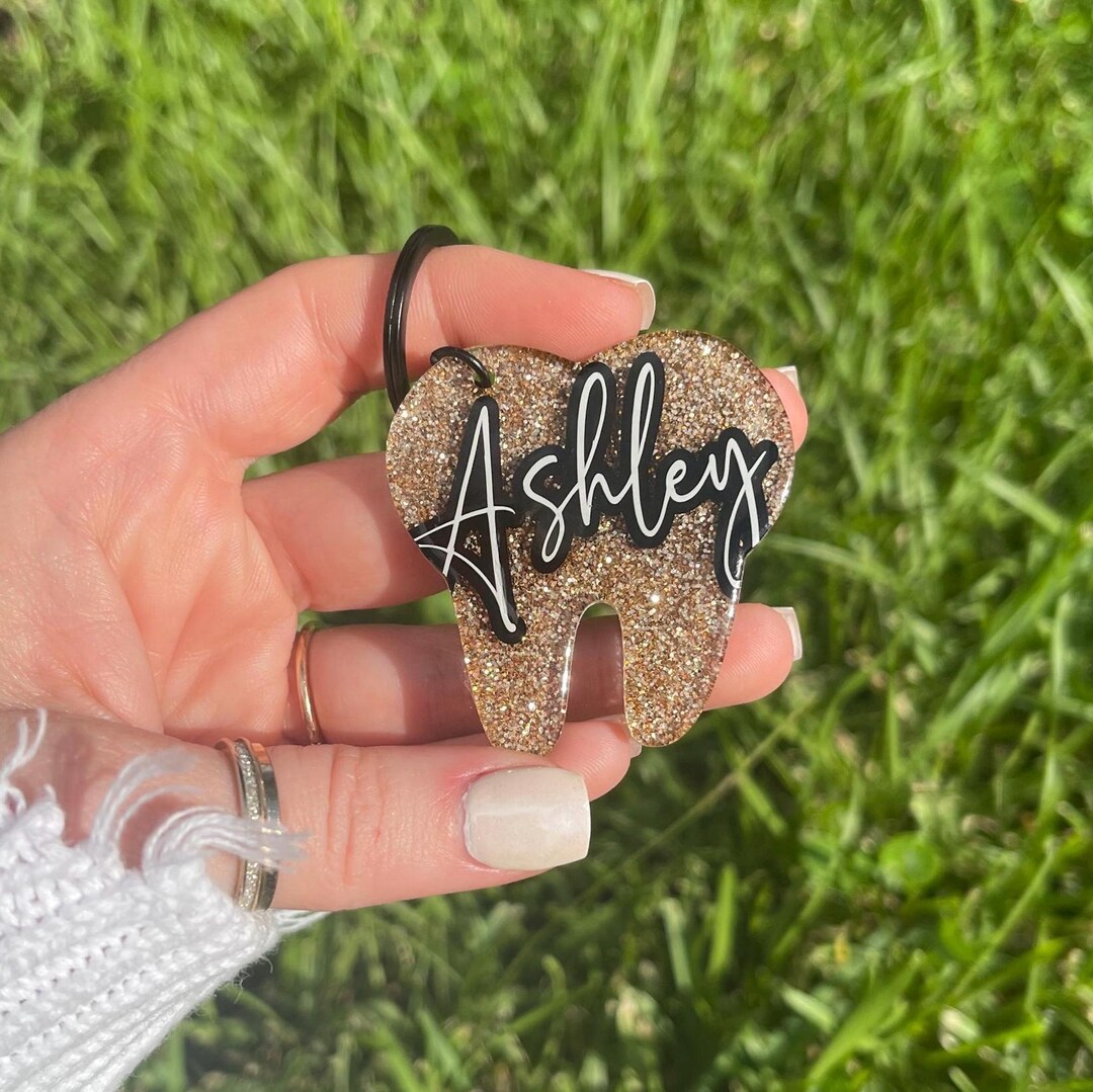 Dental Keychain, Tooth Keychain, Tooth With Name Keychain, Dental ...