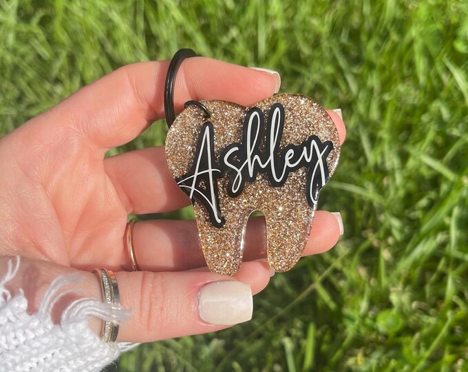Dental Keychain, Tooth Keychain, Tooth With Name Keychain, Dental ...
