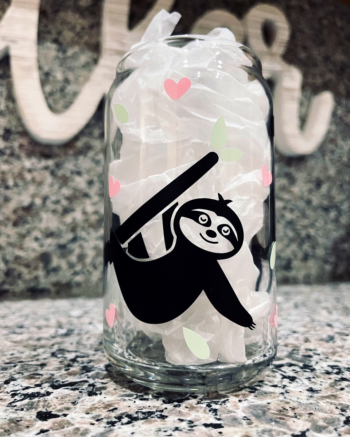 Sloth Iced Coffee Cup Beer Can Glass Cute Sloth Cup Cute - Etsy