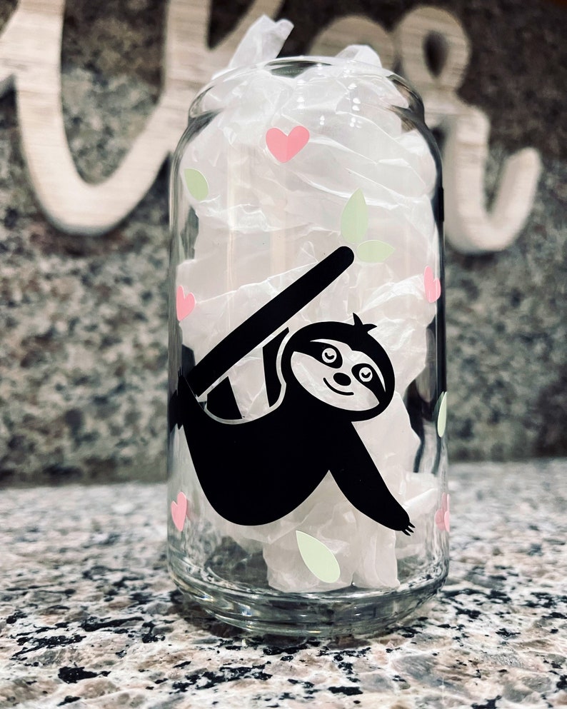 Sloth Iced Coffee Cup Beer Can Glass Cute Sloth Cup Cute - Etsy