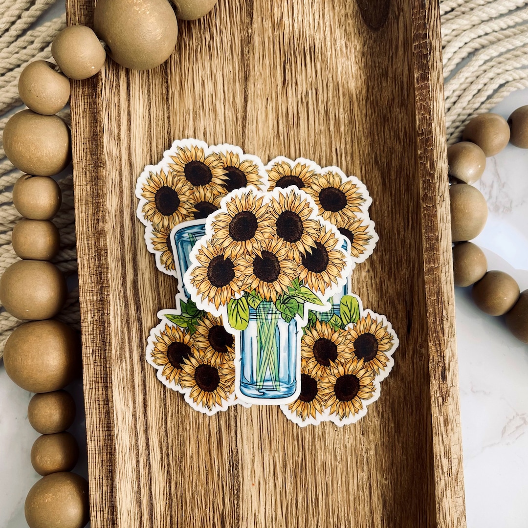 Sunflower Sticker, Vinyl Sunflower Sticker, Waterproof Sticker ...