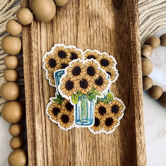 Sunflower Sticker Vinyl Sunflower Sticker Waterproof - Etsy