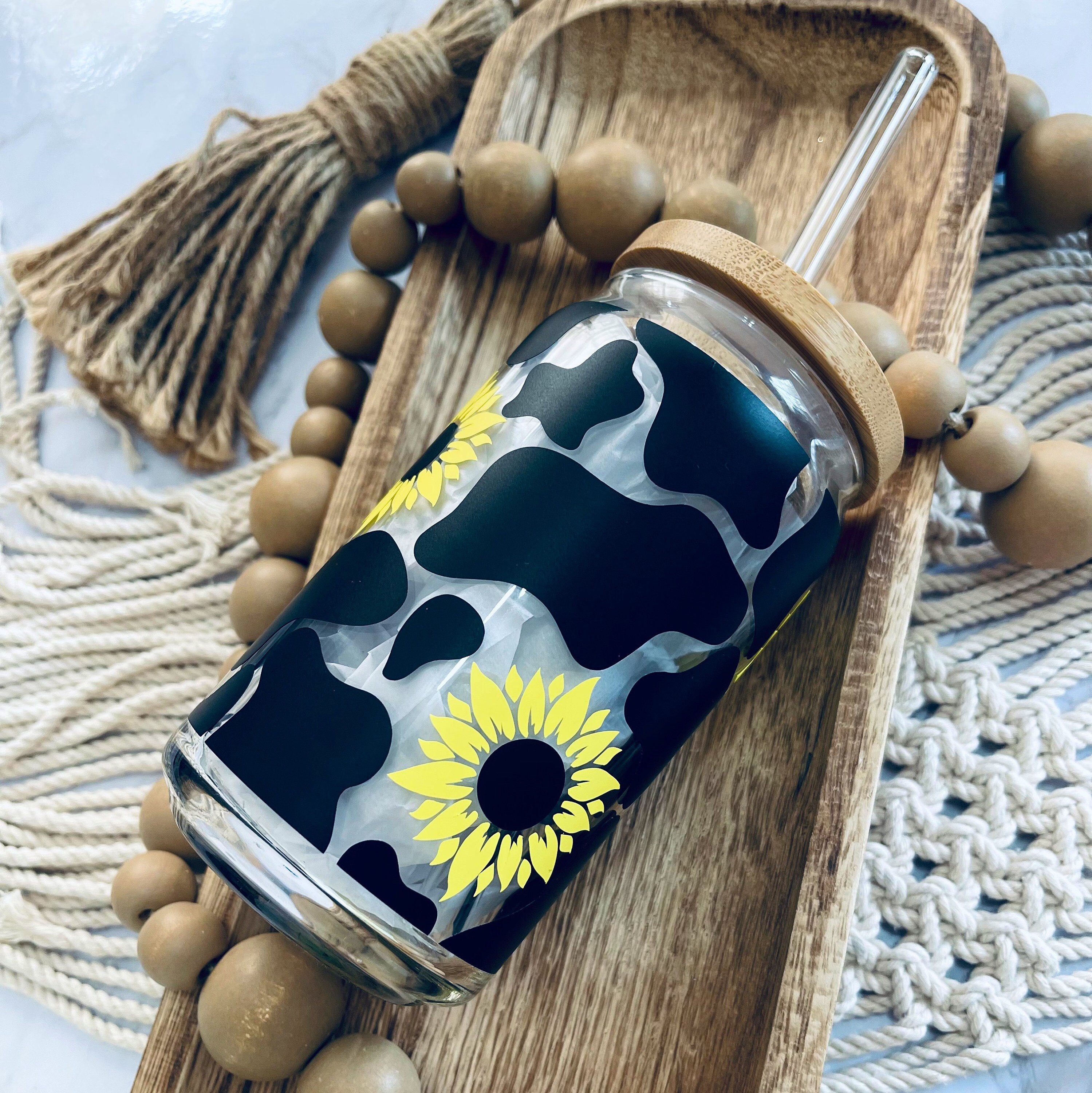 Cow Print Cup Sunflower Cow Print Cup Sunflower Coffee Cup - Etsy