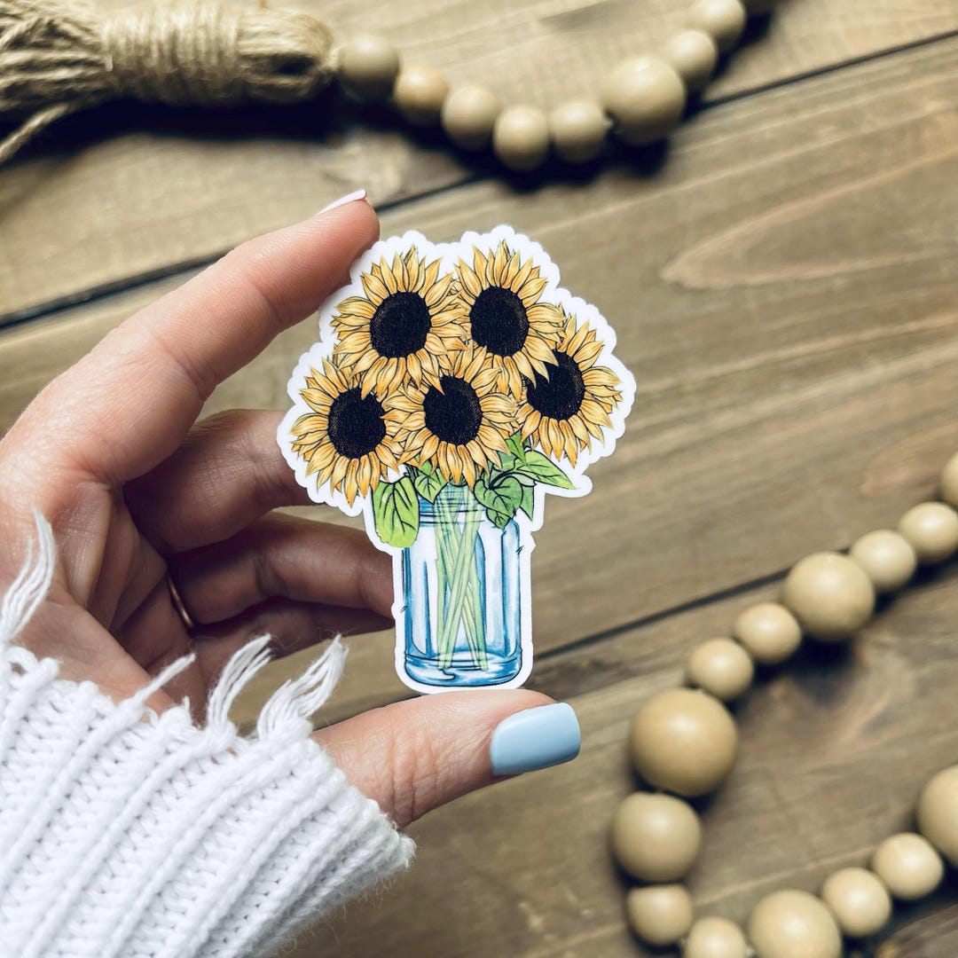 Sunflower Sticker, Vinyl Sunflower Sticker, Waterproof Sticker ...