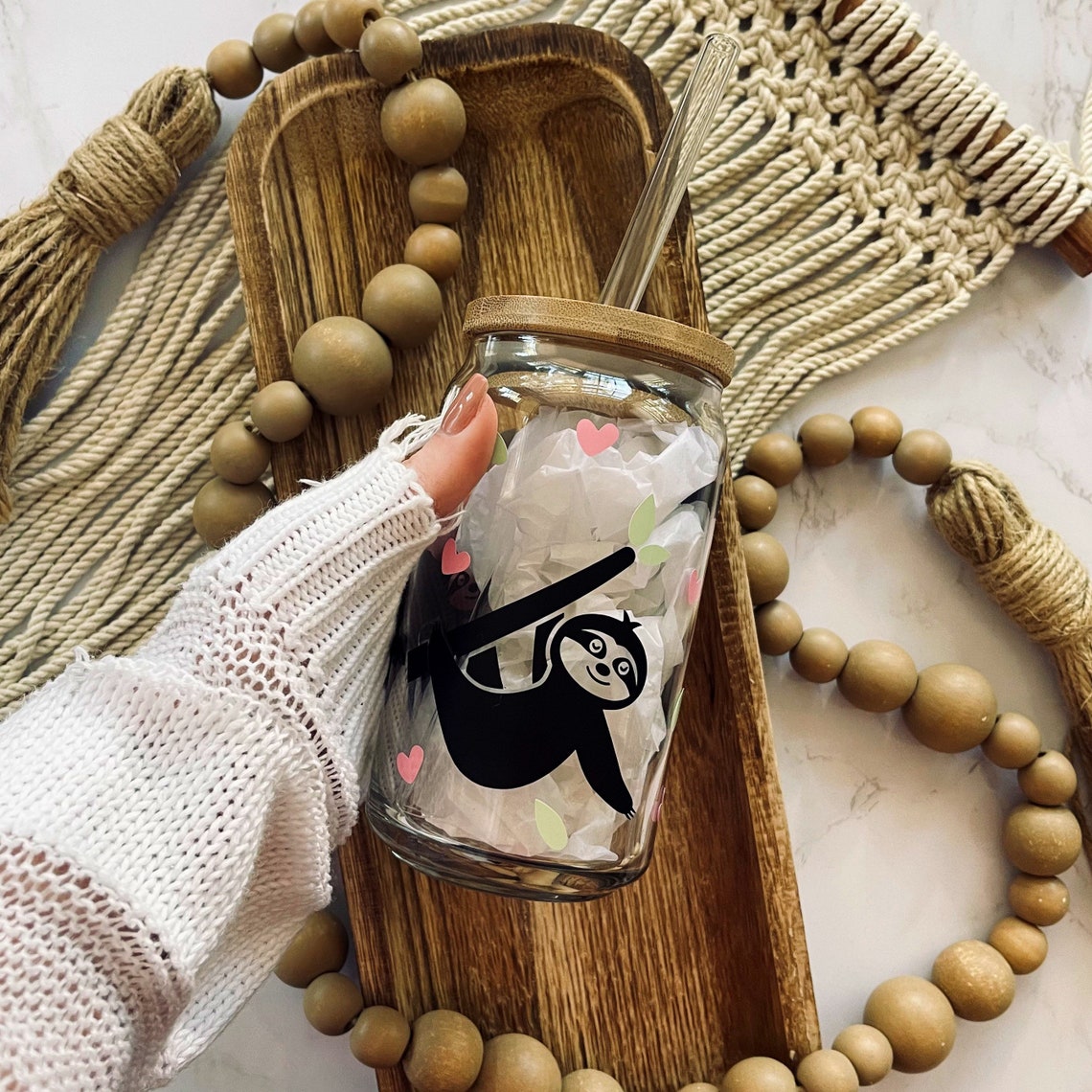 Sloth Iced Coffee Cup Beer Can Glass Cute Sloth Cup Cute - Etsy