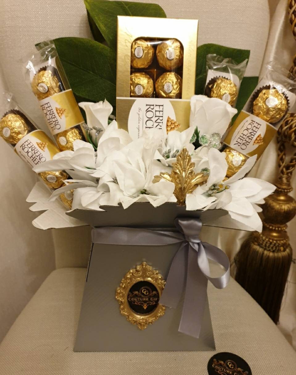 Chocolate Bouquet Silver Ferrero Silk Flowers/moulds Gift Hamper - Etsy