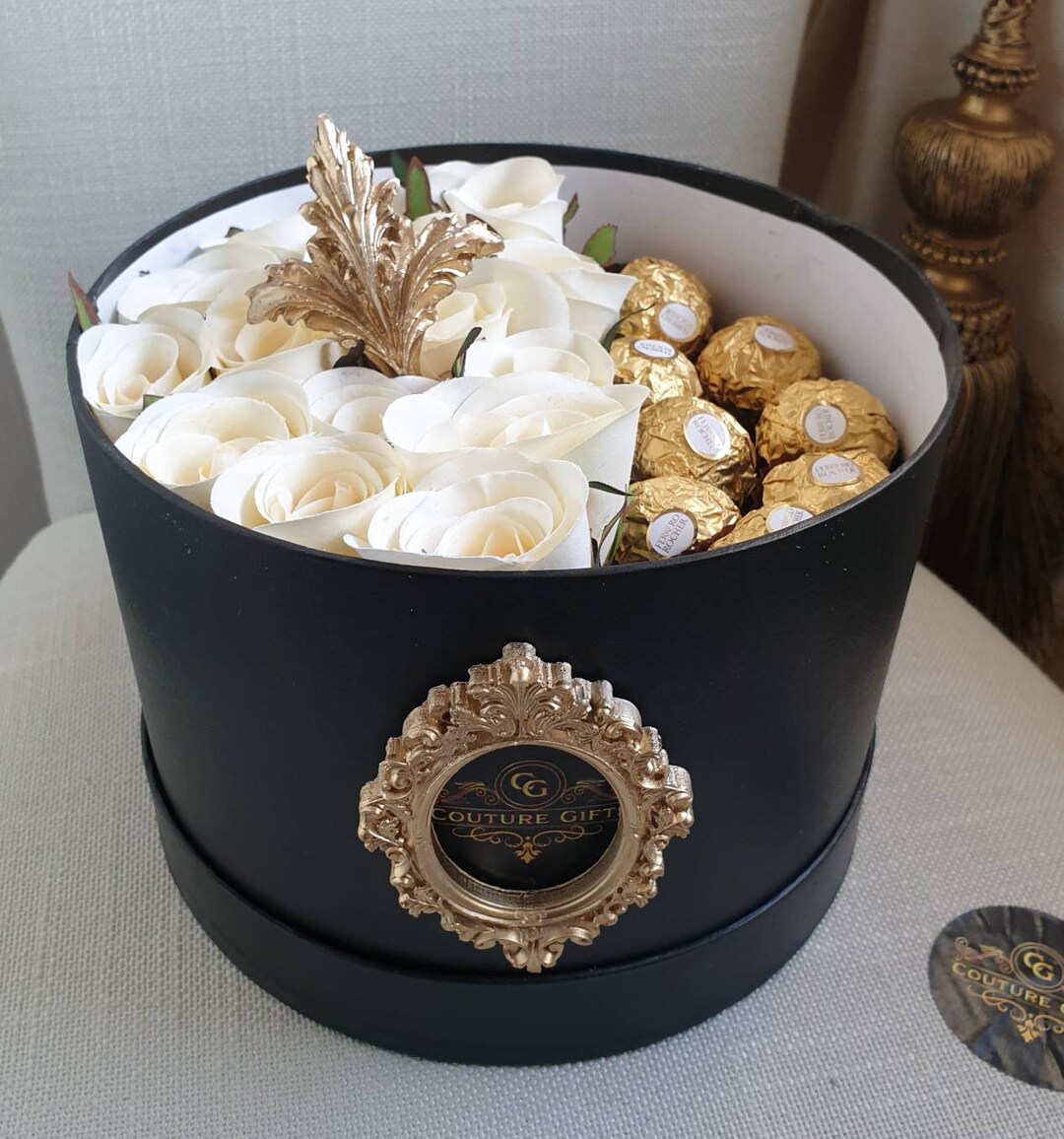 Beautiful Opulent Harrington Cream Moulds Hat Box & Ferrero Chocolates ...
