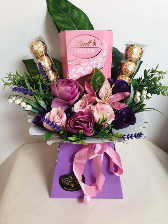 Chocolate Bouquet Pink/purple Lindt Ferrero Stunning Silk - Etsy