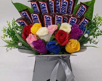 Chocolates Bouquet Snickers Bars Pink Sweet Gift Hamper - Etsy