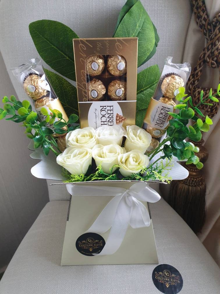 Chocolate Bouquet Ferrero Cream Silk Flowers Gift Hamper - Etsy