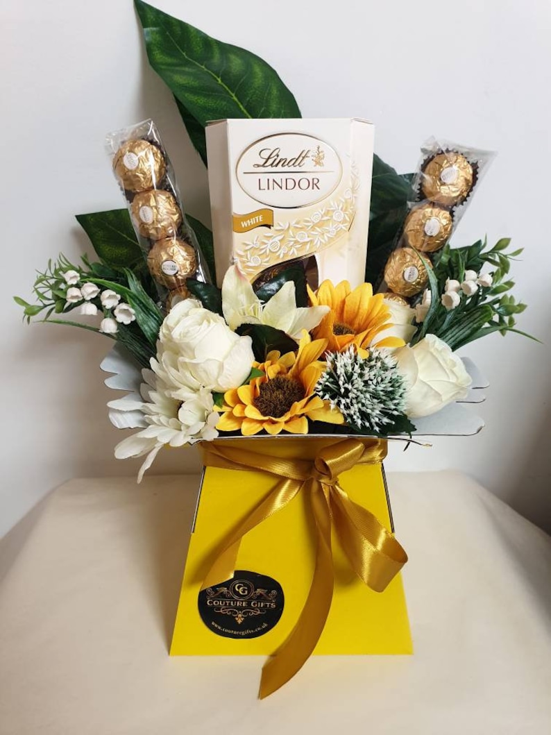 Chocolate Bouquet Yellow Sunflowers Lindt Ferrero Stunning - Etsy