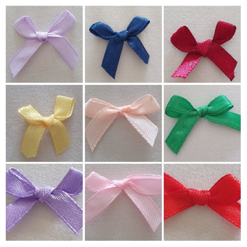 Small Pre Tied 3cm Mini Bows 6mm Satin Ribbon Craft Bows - Etsy UK