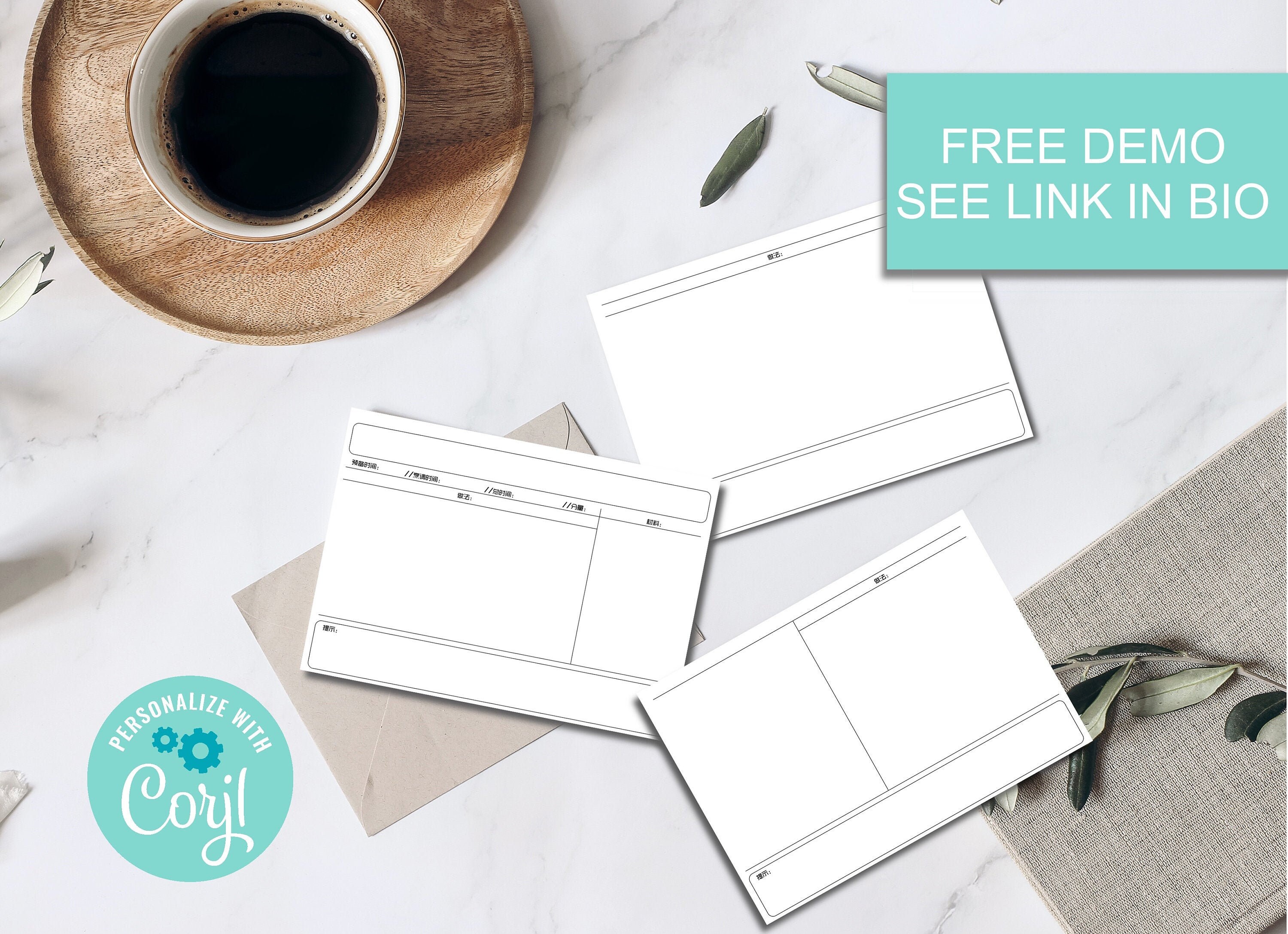 Minimal Recipe Card Template-simple Editable Modern Recipe-printable ...