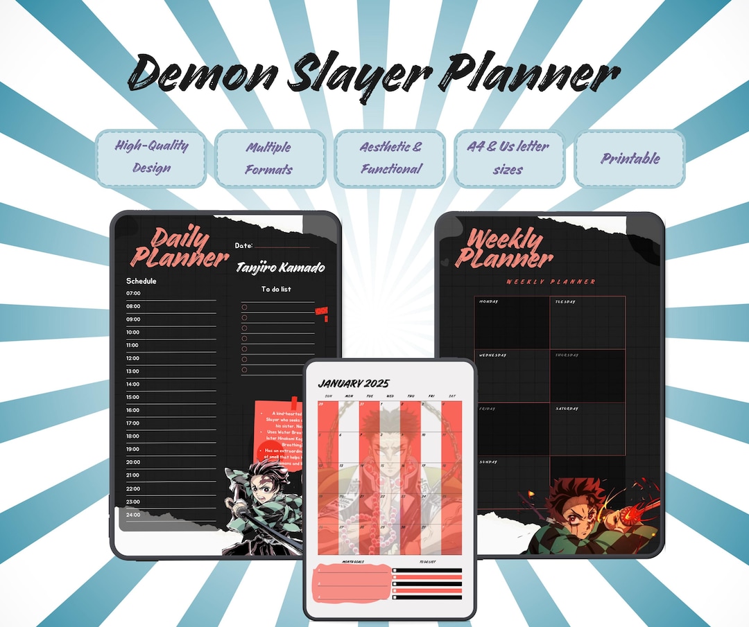 Demon Slayer Themed Planner, Kimetsu No Yaiba, Anime Planner, Demon ...