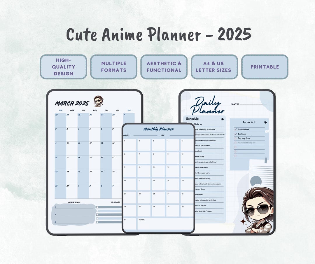 Anime Planner Printable, Cute Manga Journal for Adults & Teens, Daily ...
