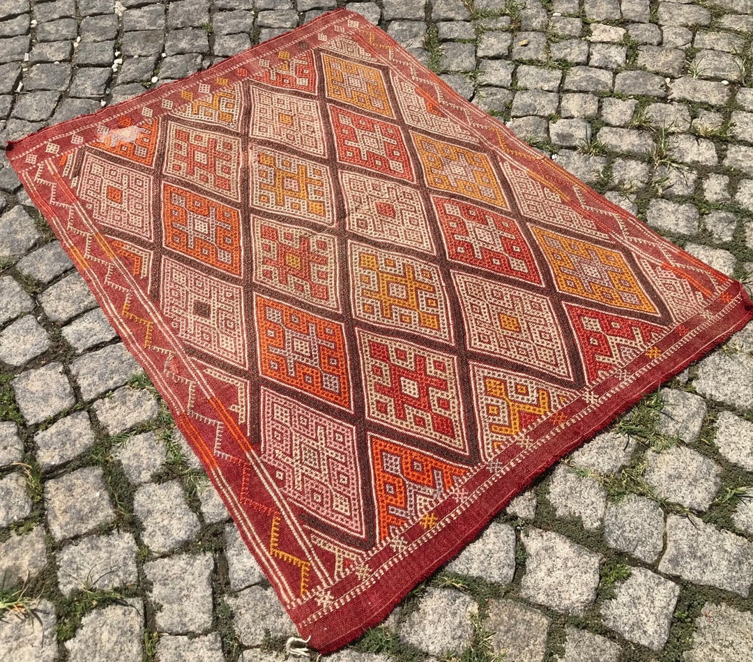 4x3 Hand Embroidered Turkish Rug .anatolian Rug ,124x95 Cm Vintage ...
