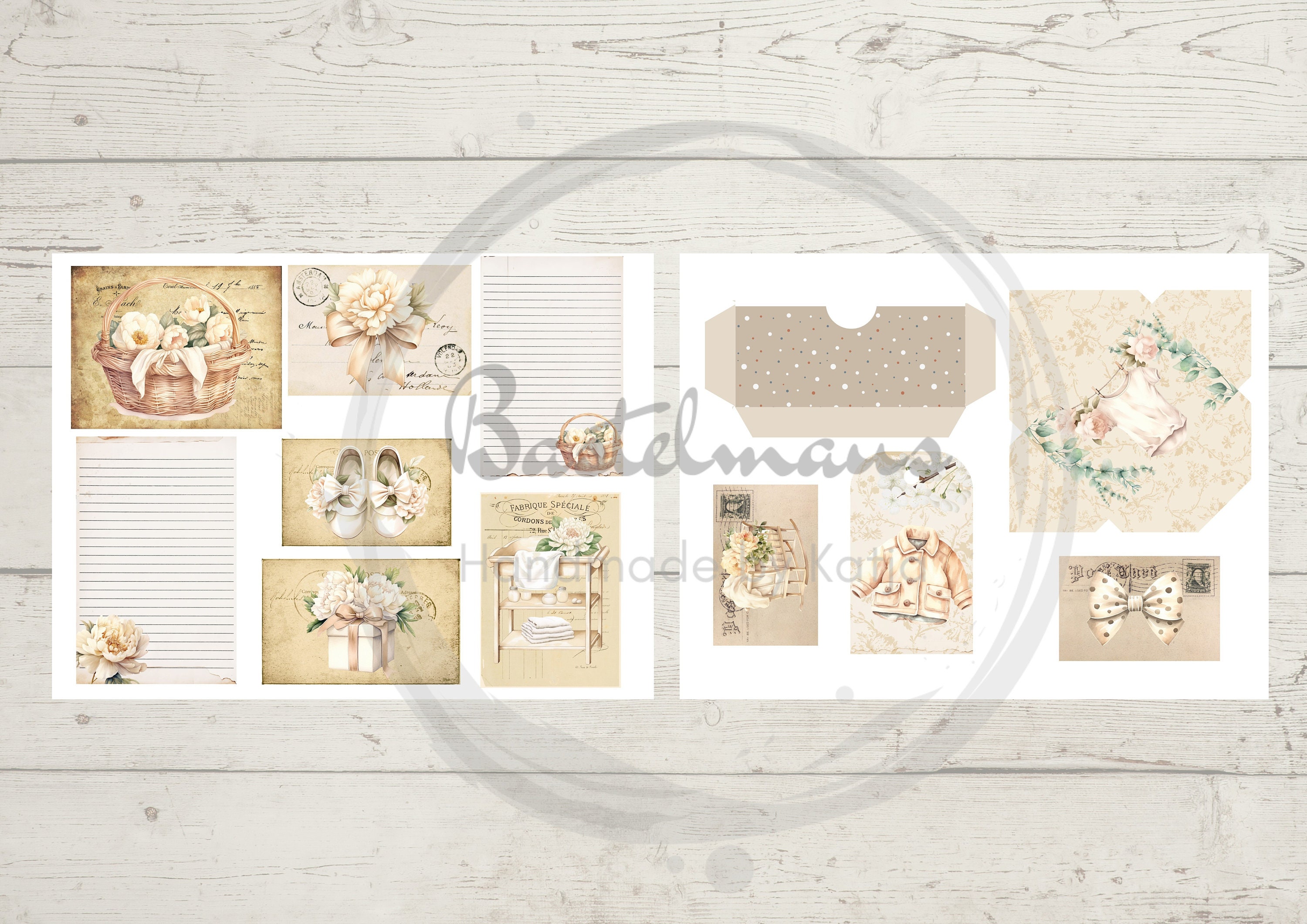 Junk Journal Neutral Nursery Printable Kit, Digital Download, Pages ...