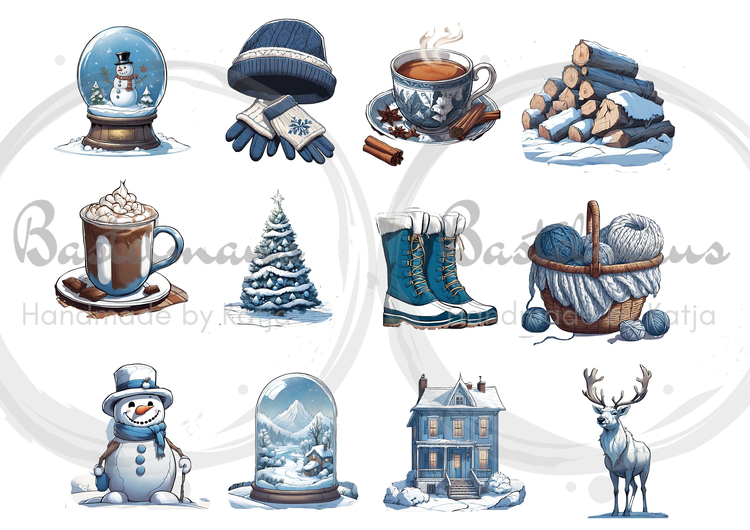 Hello Winter Clipart PNG Set, 23 Cliparts, Commercial Use Clip Art, PNG ...